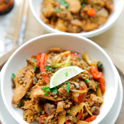 Linzen wok met kip - Kookmutsjes